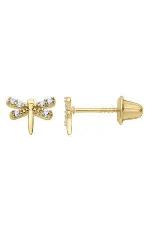 MIGNONETTE 14k And Cubic Zirconia Dragonfly Stud Earrings