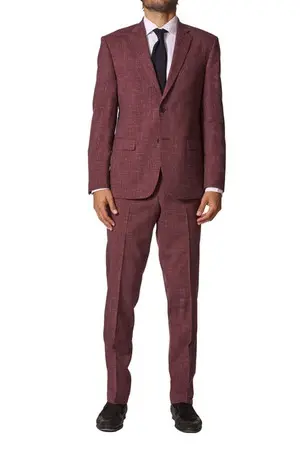 Jb Britches Sartorial Classic Fit Wool & Linen Suit Plum