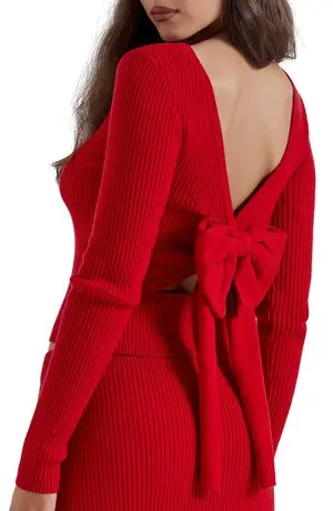 House Of Cb Sula Bow Back Rib Sweater