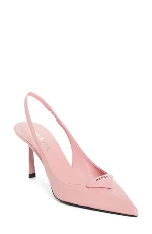 Prada Pointed Toe Slingback Pumps - Pink