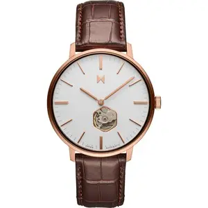 MVMT Legacy Slim Automatic Strap Watch - Dark Brown