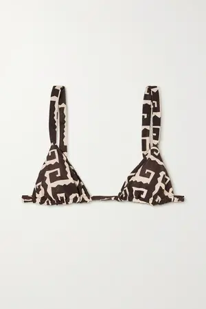 Faithfull The Brand Net Sustain Mary Printed Stretch-econyl® Triangle Bikini Top