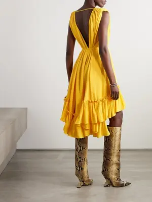 AZ FACTORY Marilyn Ruffled Crepe Midi Dress