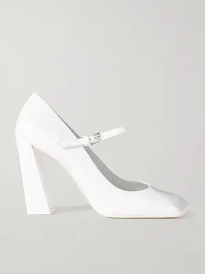 Amina Muaddi Charlotte Patent-leather Pumps - White