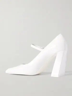 Amina Muaddi Charlotte Patent-leather Pumps - White