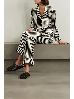 Olivia Von Halle Lila Striped Silk-satin Pajama Set