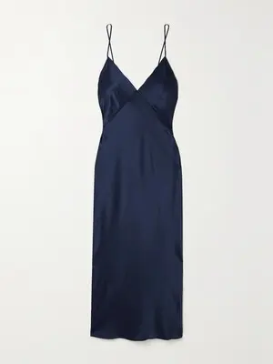 Olivia Von Halle Issa Silk-satin Nightdress - Blue