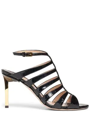 TOM FORD TOM FORD 85mm Carine Croc Embossed Leather Sandal - Black