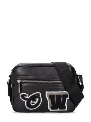 Off-White Camera Bag Varsity Leather Crossbody Bag - Black