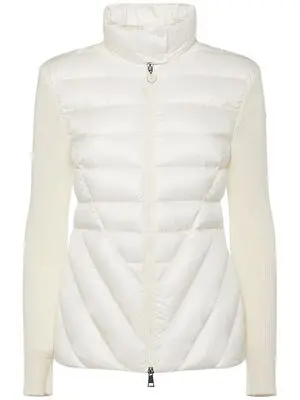 Moncler Padded Wool Blend Down Cardigan - White