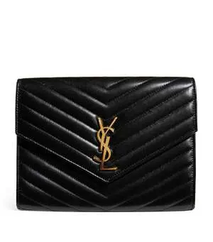 Saint Laurent Small Envelope Clutch Bag - Black