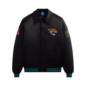 Kith For The Nfl: Jaguars Satin Bomber Jacket - Black