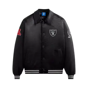 Kith For The Nfl: Raiders Satin Bomber Jacket - Black