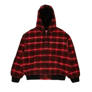 Supreme Plaid Wool Hooded Work Jacket - Red