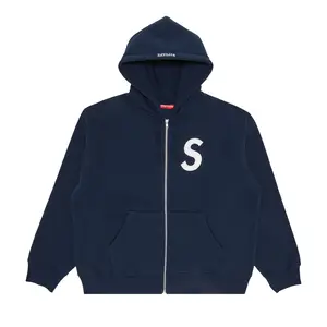 Supreme Logo Zip Up Hooded Sweatshirt - Blue
