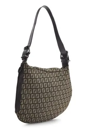 Fendi Zucchino Canvas Oyster Shoulder Bag