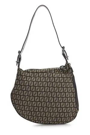 Fendi Zucchino Canvas Oyster Shoulder Bag