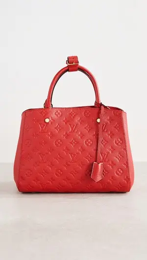 LOUIS VUITTON Red Empreinte Montaigne MM Tote Red