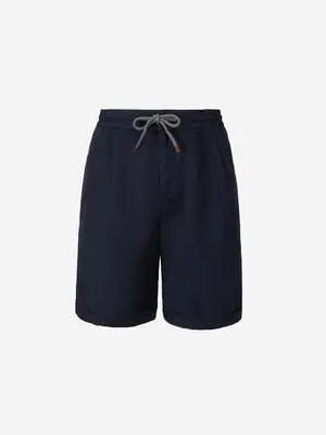 Brunello Cucinelli Linen And Cotton Bermuda - Midnight Blue