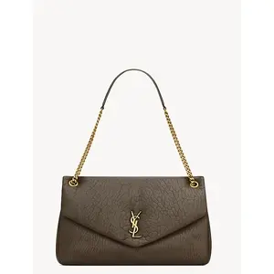 Saint Laurent Calypso Large Shoulder Bag In Grained Lambskin - Light Musk Grain Lambskin/gold