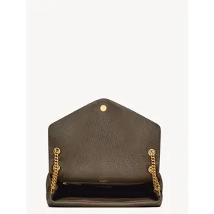Saint Laurent Calypso Large Shoulder Bag In Grained Lambskin - Light Musk Grain Lambskin/gold