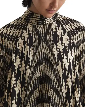 REISS Kate Printed Long Sleeve Dress