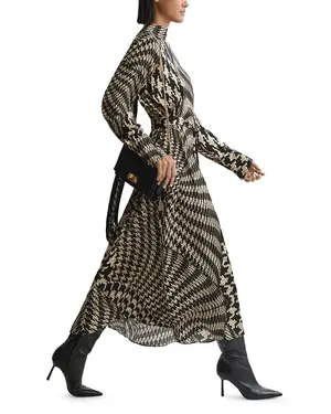 REISS Kate Printed Long Sleeve Dress