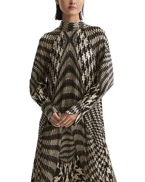 REISS Kate Printed Long Sleeve Dress