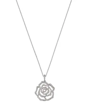 Bloomingdale'S Diamond Rose Pendant Necklace - White
