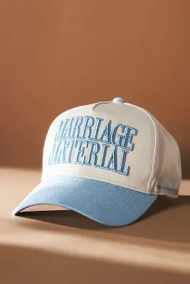 BRIDEMERCH Marriage Material Trucker Hat Blue