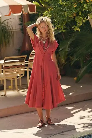 Free People Outta Here Midi Dress - Rusted Coral