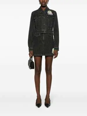 Moschino Cartoon-embroidered A-line Denim Skirt