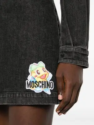 Moschino Cartoon-embroidered A-line Denim Skirt