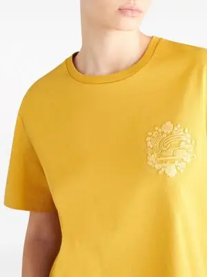 Etro Pegaso-embroidered Cotton T-shirt - Yellow