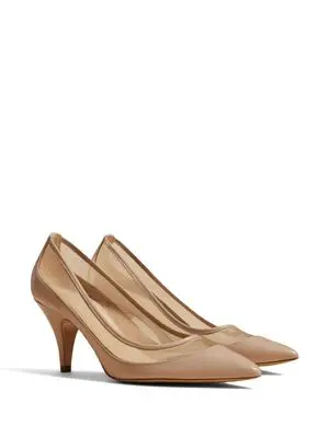 Khaite The River 75mm Mesh-panel Leather Pumps - Neutrals
