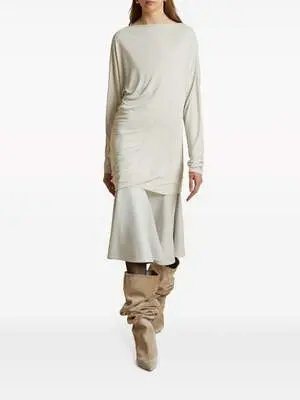 Khaite The Lennox Flared Crepe Skirt - Neutrals