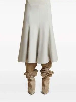 Khaite The Lennox Flared Crepe Skirt - Neutrals