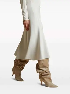 Khaite The Lennox Flared Crepe Skirt - Neutrals
