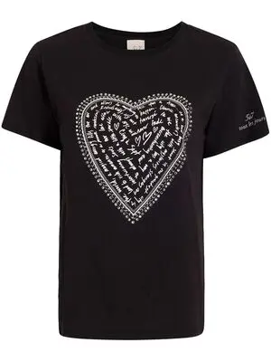 Black Heart Print T-Shirts for Women