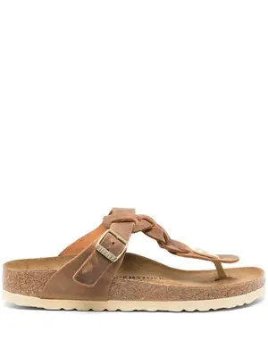 BIRKENSTOCK Gizeh Braided Suede Slides - Brown