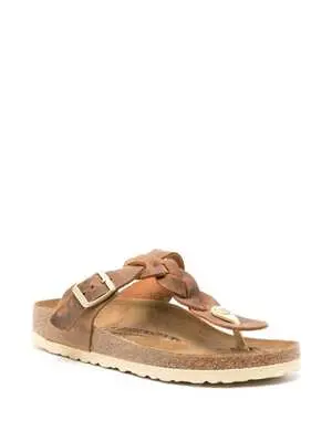 BIRKENSTOCK Gizeh Braided Suede Slides - Brown