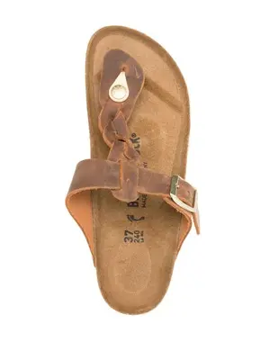 BIRKENSTOCK Gizeh Braided Suede Slides - Brown