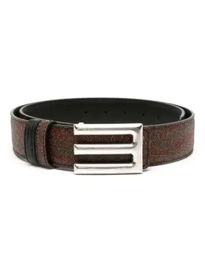 Etro Paisley-print Leather Belt - Brown