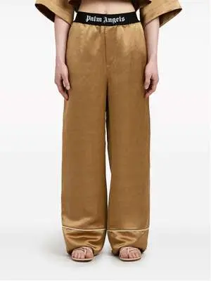 Palm Angels Logo-tape Satin Pajama Bottoms - Neutrals