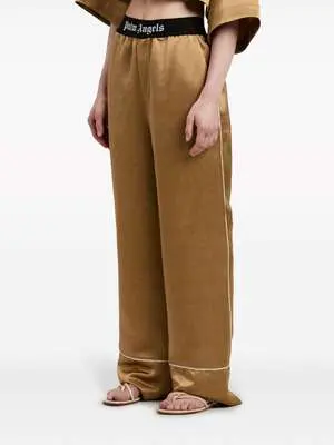 Palm Angels Logo-tape Satin Pajama Bottoms - Neutrals