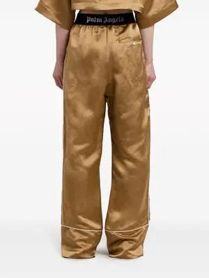 Palm Angels Logo-tape Satin Pajama Bottoms - Neutrals