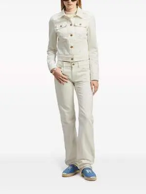 Palm Angels Spread-collar Denim Jacket - White
