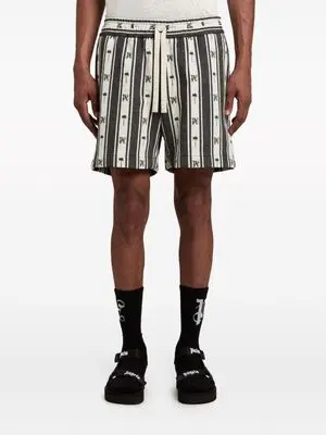 Palm Angels Monogram-print Striped Shorts - Black