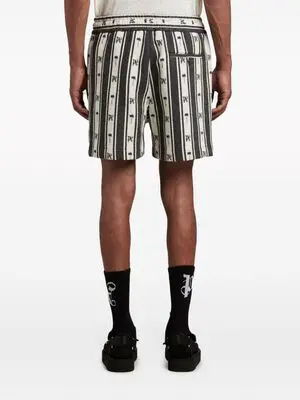 Palm Angels Monogram-print Striped Shorts - Black