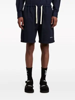 Palm Angels Logo-embroidered Bermuda Shorts - Blue